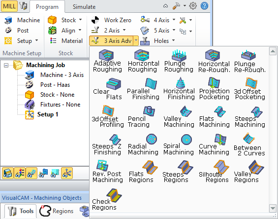 MILL Module > Overview of Machining Methods > 3 Axis Advanced Operations